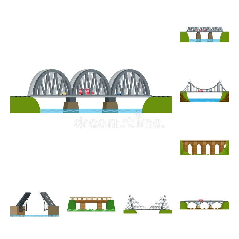 Isolated Object of Bridgework and Bridge Sign. Collection of Bridgework ...
