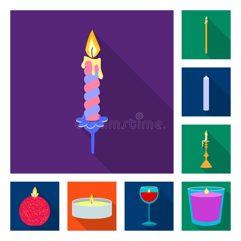 Vector Illustration of Candlelight and Decoration Symbol. Collection of ...