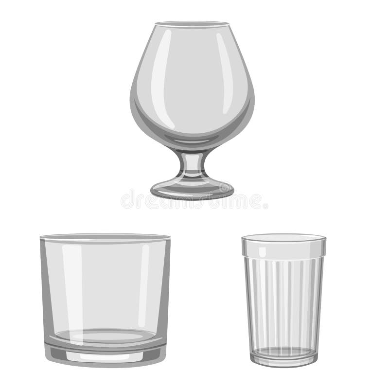 Vector Illustration of Capacity and Glassware Symbol. Set of Capacity ...