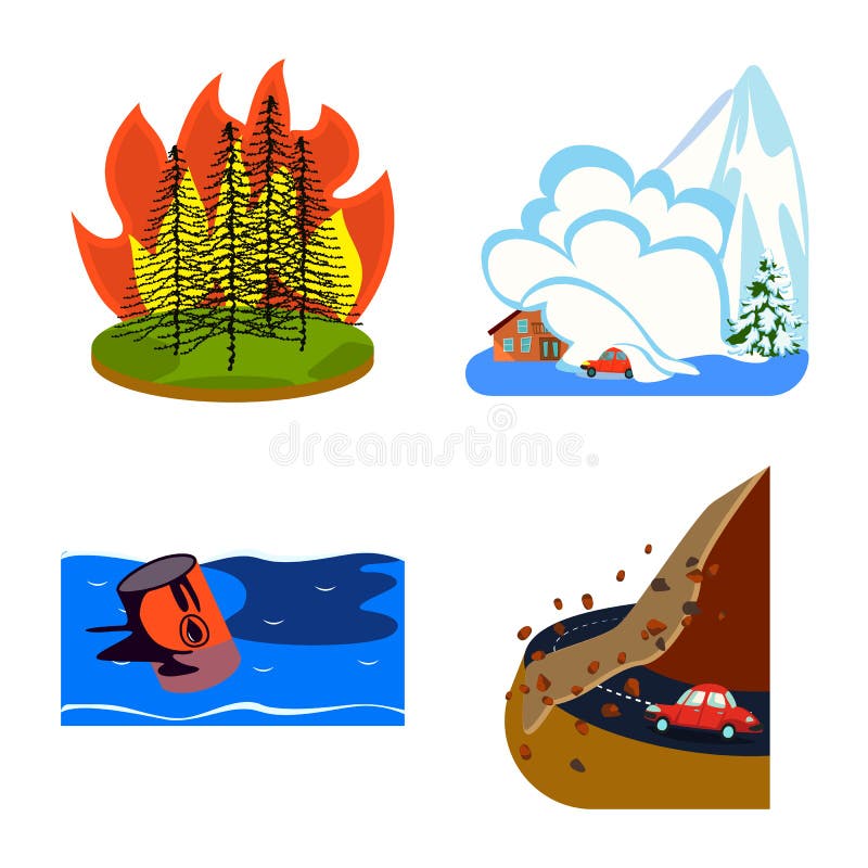 Isolated Object of Cataclysm and Disaster Icon. Collection of Cataclysm ...