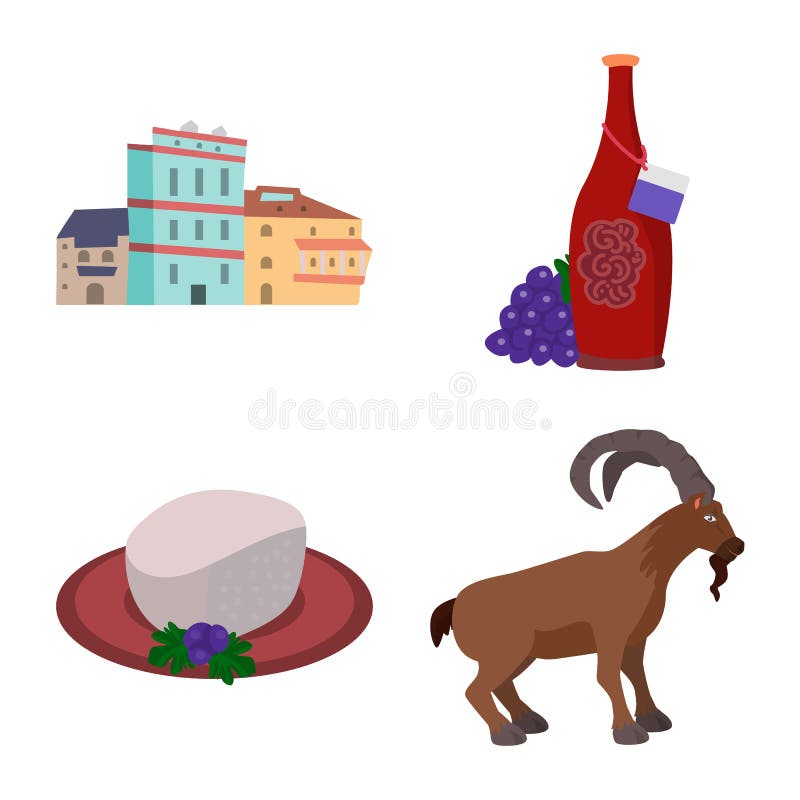 Vector Illustration of Caucasus and Traditions Sign. Collection of ...