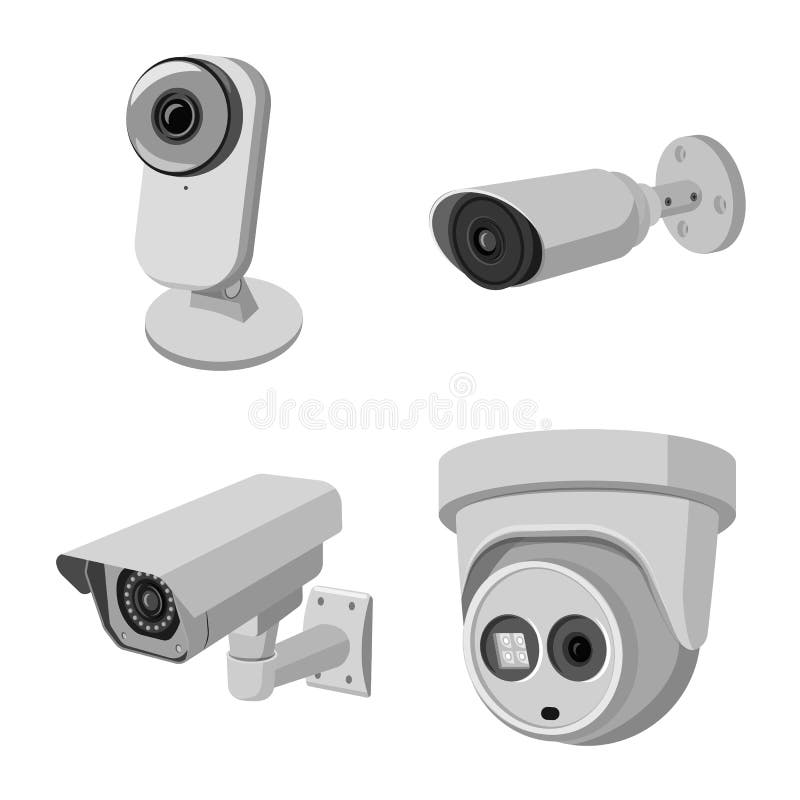 Isolated Object of Cctv and Camera Sign. Collection of Cctv and System ...