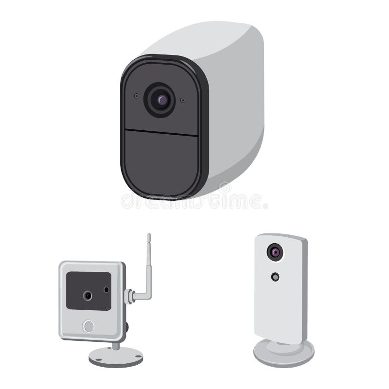 Isolated Object of Cctv and Camera Sign. Set of Cctv and System Stock ...