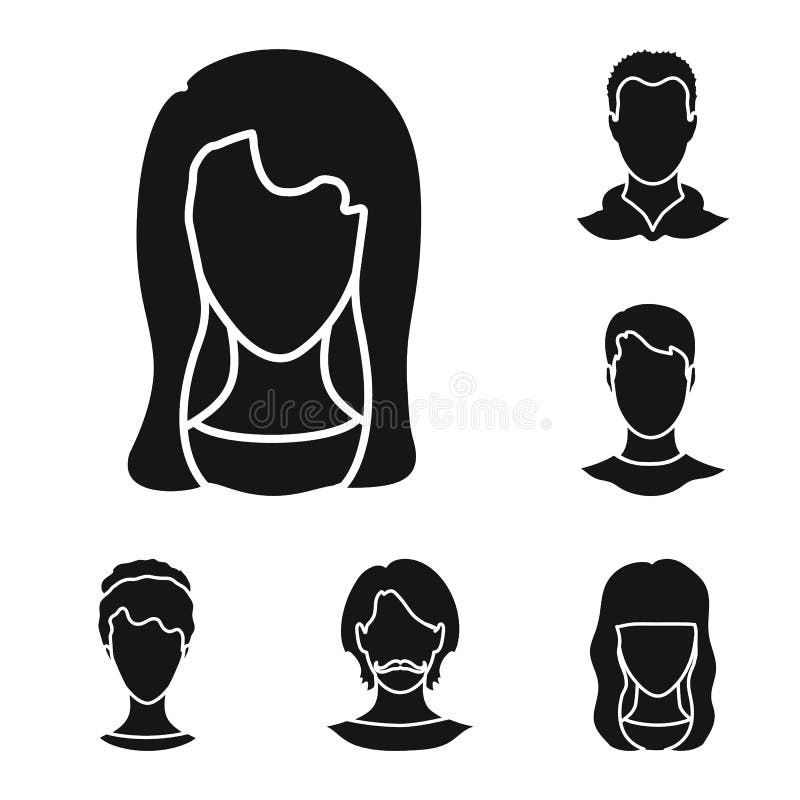 Vector Illustration of Character and Profile Sign. Collection of ...