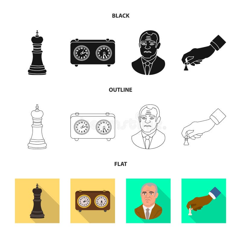 Isolated Object of Checkmate and Thin Icon. Set of Checkmate and Target ...