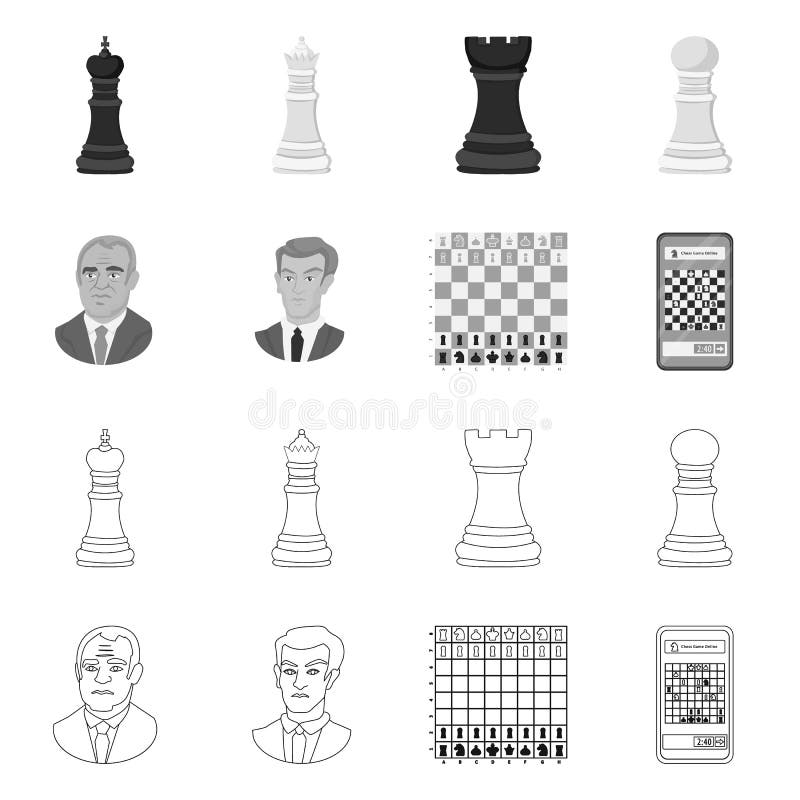 Vector Illustration of Checkmate and Thin Symbol. Set of Checkmate and ...