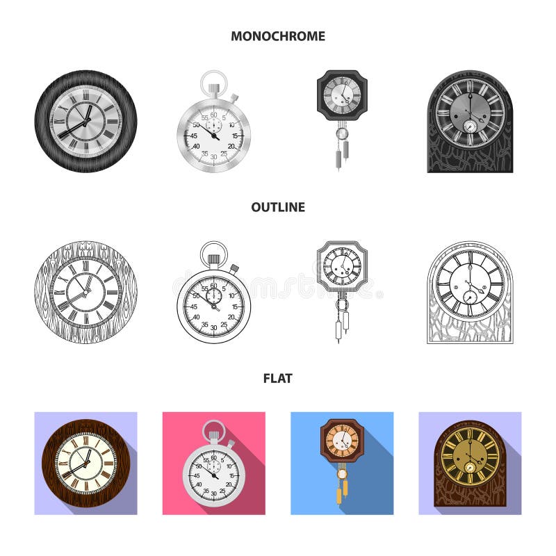 Isolated Object of Clock and Time Logo. Set of Clock and Circle Stock ...