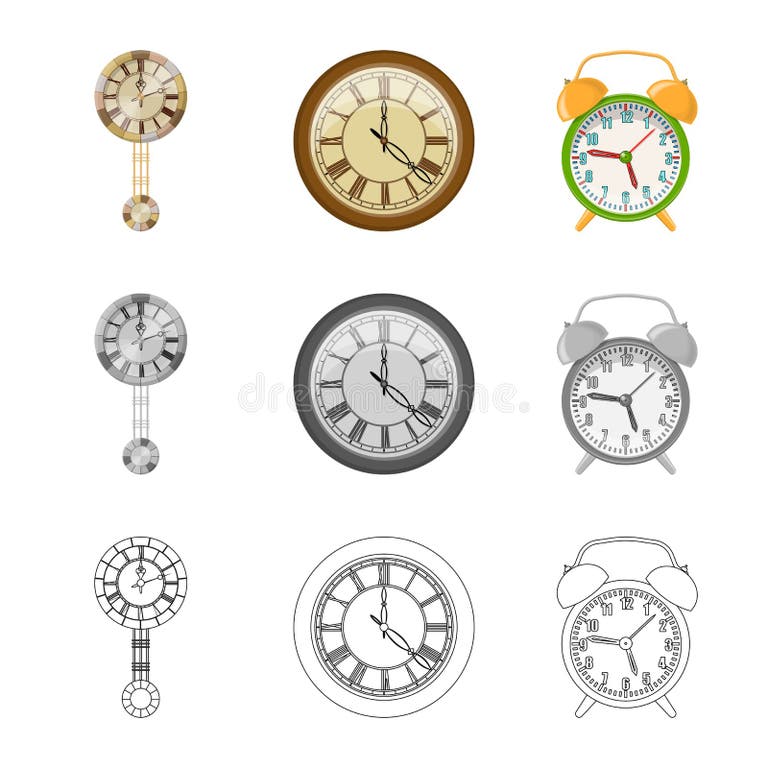 Vector Illustration of Clock and Time Symbol. Collection of Clock and ...