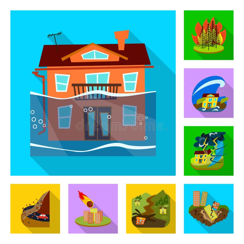 Isolated Object of Collapse and Environment Logo. Collection of ...