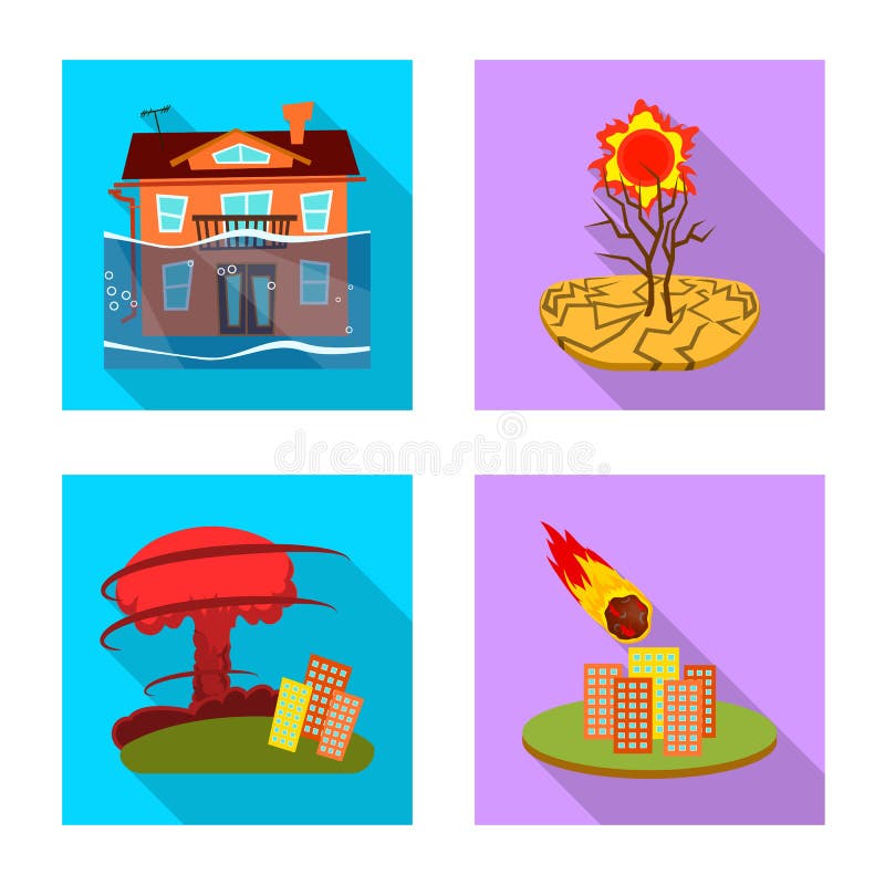 Vector Illustration of Collapse and Environment Symbol. Set of Collapse ...