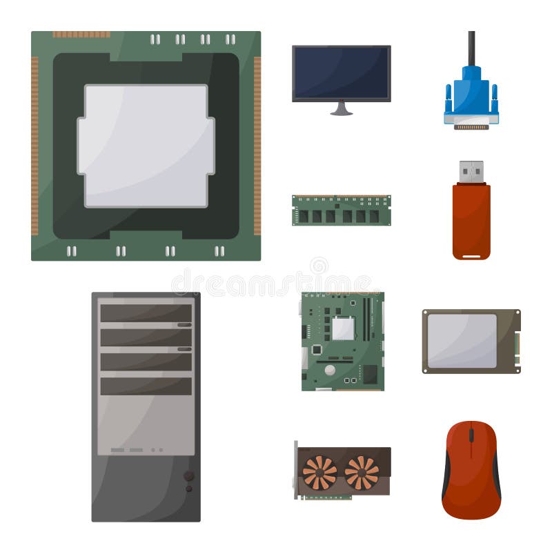 Vector Illustration Of Computer And Hardware Sign. Set Of Computer And ...