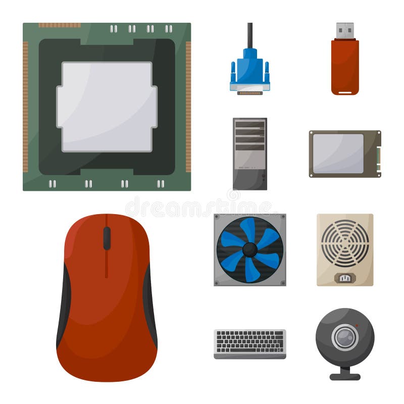 Isolated Object Of Computer And Hardware Symbol Set Of Computer And Component Vector Icon For