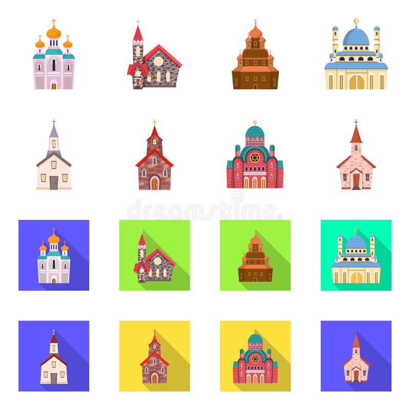 Isolated Object of Cult and Temple Icon. Collection of Cult and Parish ...