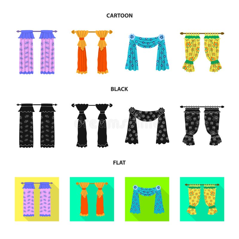 Vector Illustration of Curtains and Drapes Logo. Set of Curtains and ...