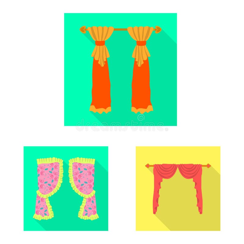 Isolated Object of Curtains and Drapes Logo. Set of Curtains and Blinds ...