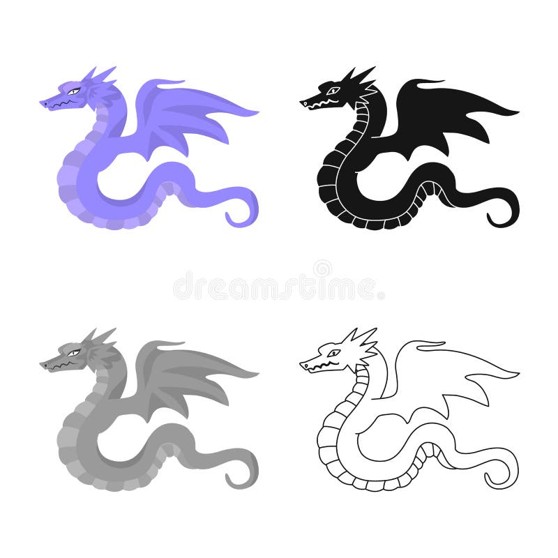 Isolated Object of Dragon and Tail Logo. Collection of Dragon and Beast ...
