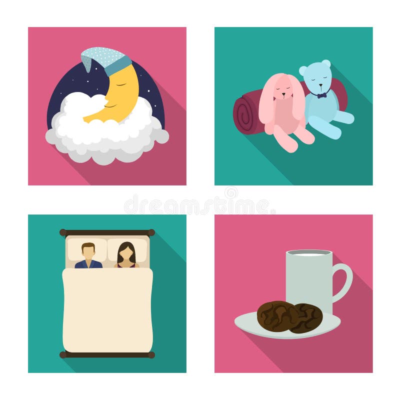 Isolated Object of Dreams and Night Icon. Set of Dreams and Bedroom ...