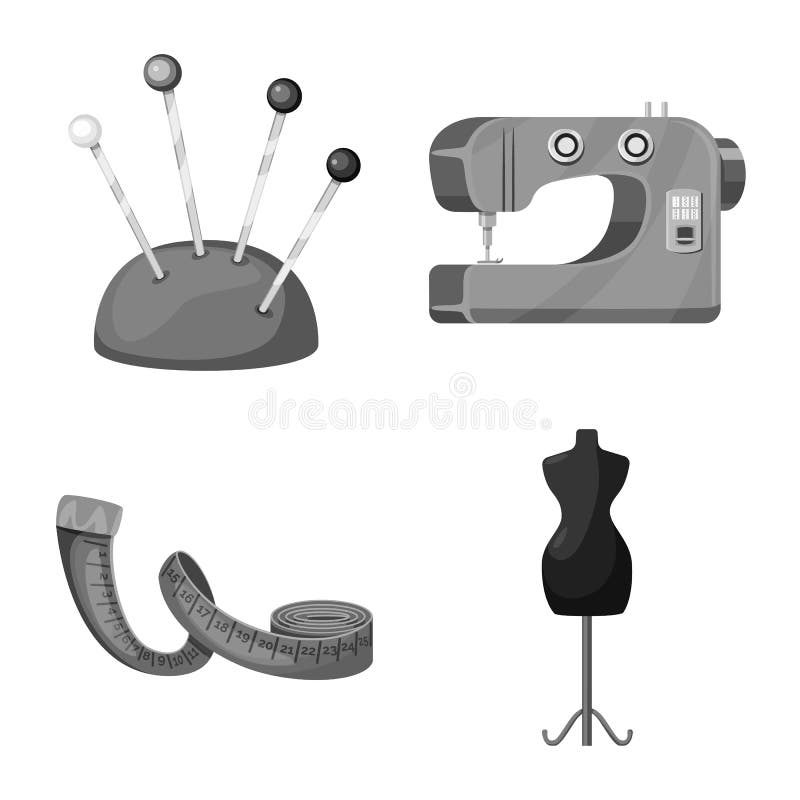 Isolated Object of Dressmaking and Textile Icon. Collection of ...