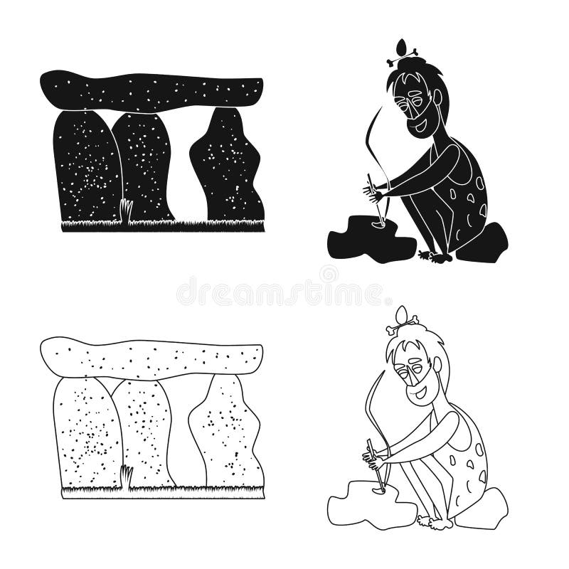 Isolated Object of Evolution and Prehistory Icon. Collection of ...