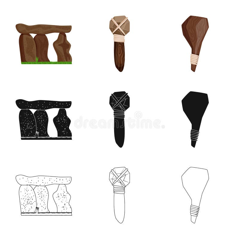 Isolated Object of Evolution and Prehistory Sign. Set of Evolution and ...