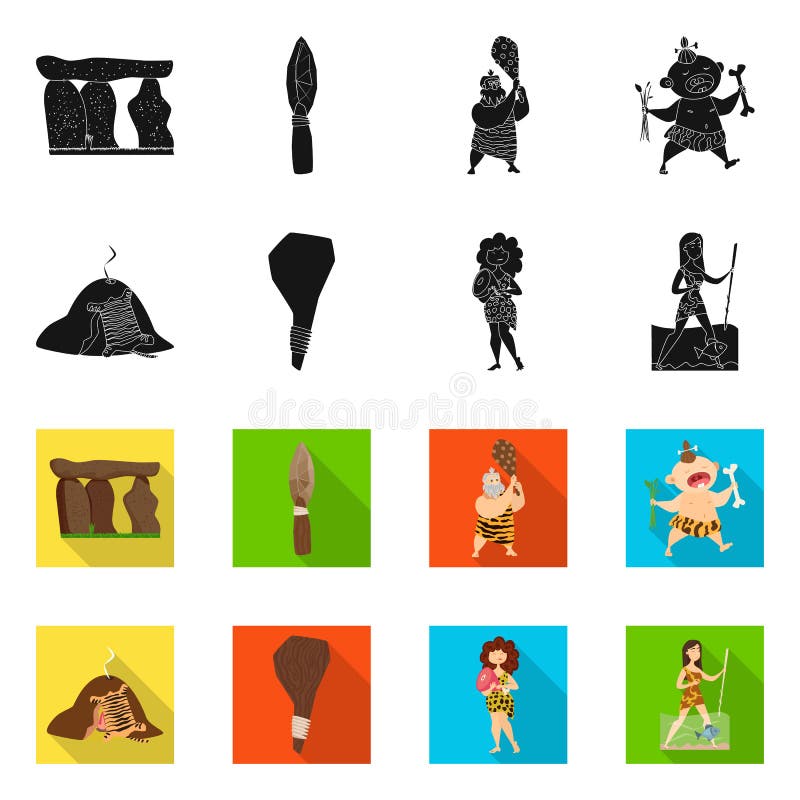 Isolated Object of Evolution and Prehistory Sign. Set of Evolution and ...