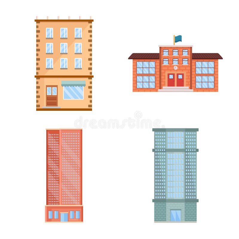 Preschool Building Exterior Graphic Black White Sketch Illustration ...