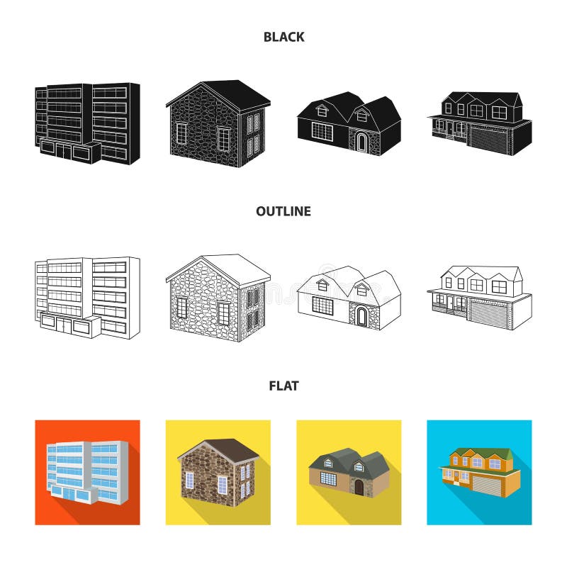 Isolated Object of Facade and Housing Icon. Collection of Facade and ...