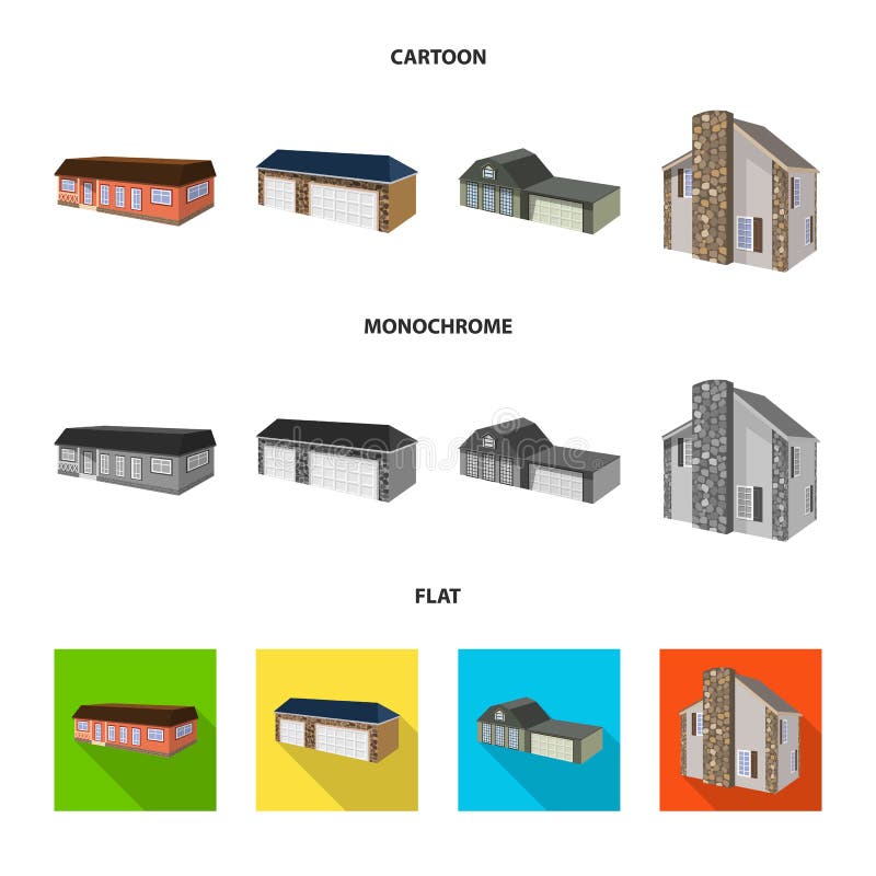Isolated Object of Facade and Housing Logo. Collection of Facade and ...