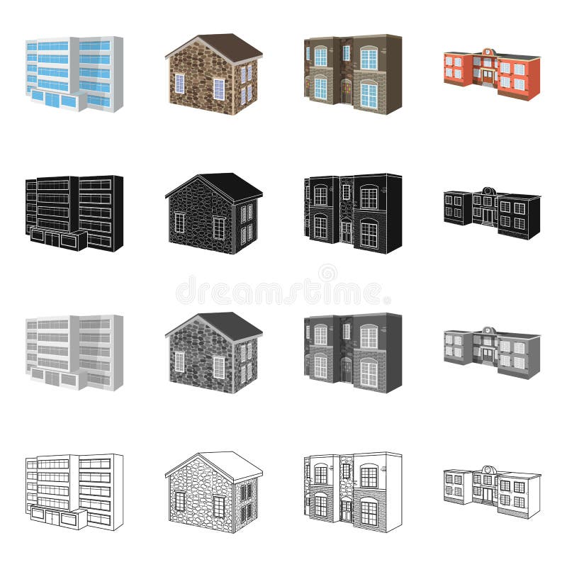 Vector Illustration of Facade and Housing Icon. Collection of Facade ...