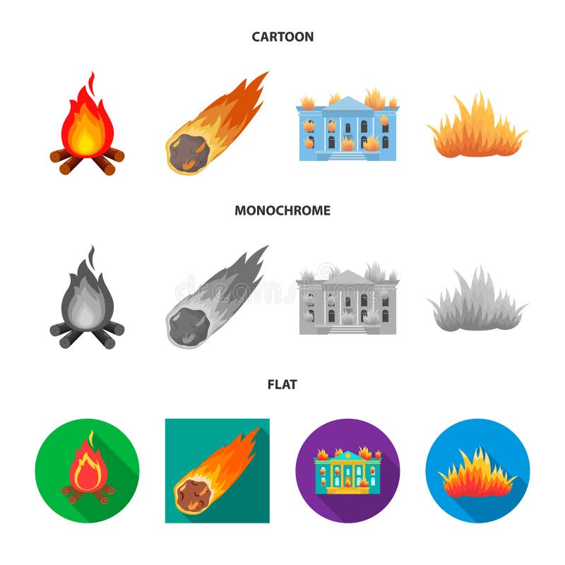 Isolated Object of Fire and Flame Icon. Set of Fire and Fireball Stock ...