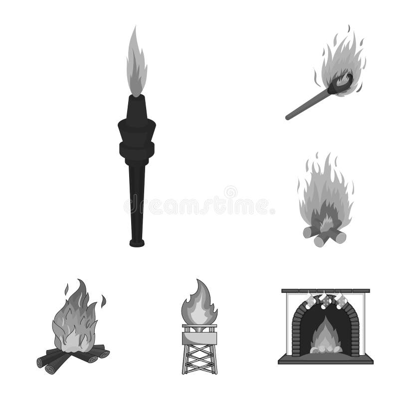 Isolated Object of Fire and Flame Icon. Set of Fire and Fireball Vector ...