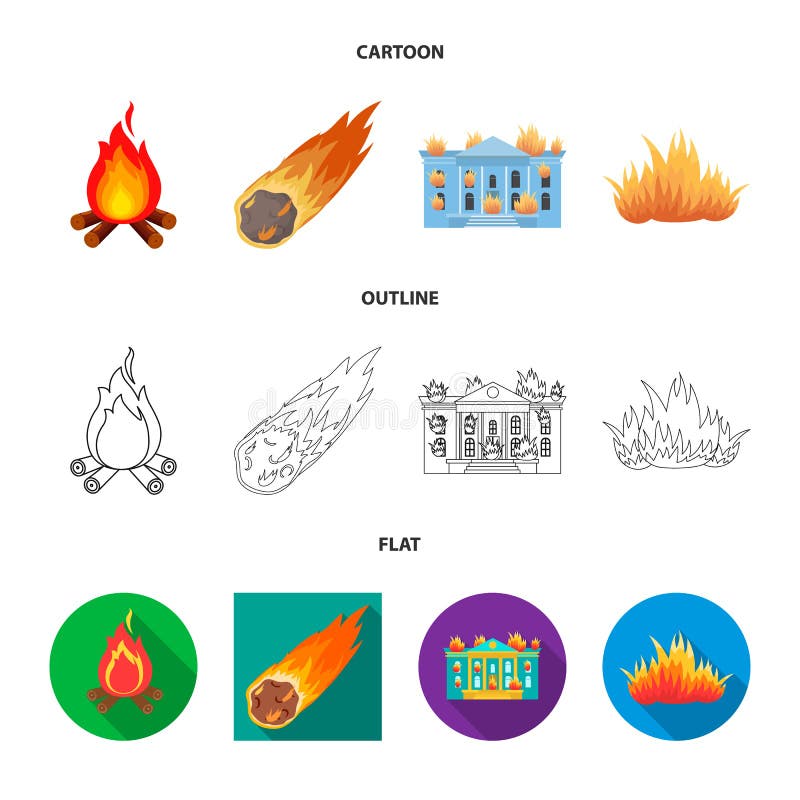 Flame Meteorite Icon in Outline Style Isolated on White Background ...