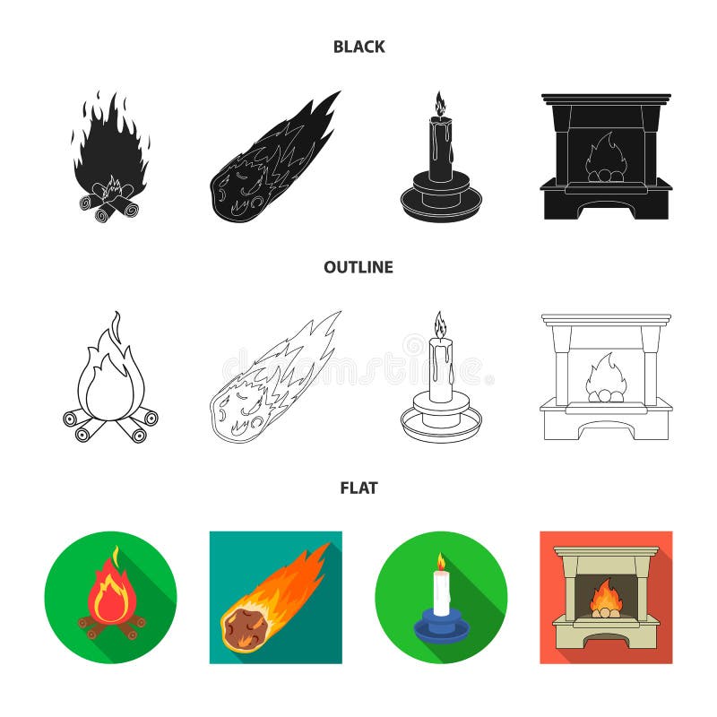 Isolated Object of Fire and Flame Sign. Set of Fire and Fireball Vector ...