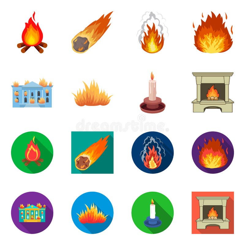 Isolated Object of Fire and Flame Sign. Set of Fire and Fireball Stock ...