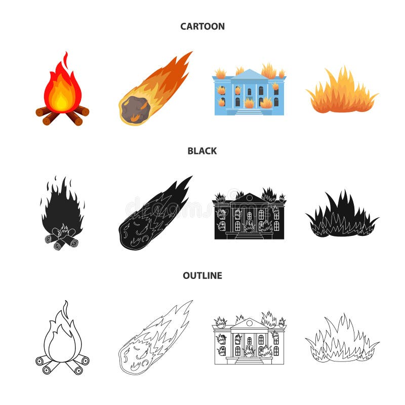 Isolated Object of Fire and Flame Symbol. Set of Fire and Fireball ...