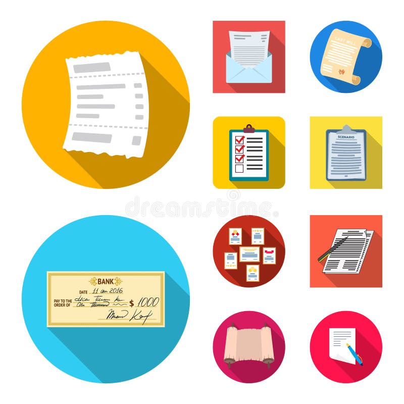Vector Illustration of Folder and List Icon. Set of Folder and Contract ...