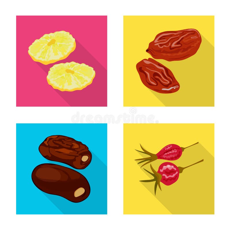 Isolated Object of Fruit and Dried Logo. Set of Fruit and Food Stock ...