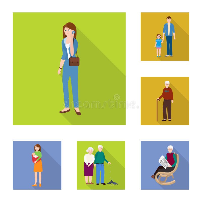 Isolated Object of Generation and Happy Icon. Set of Generation and ...