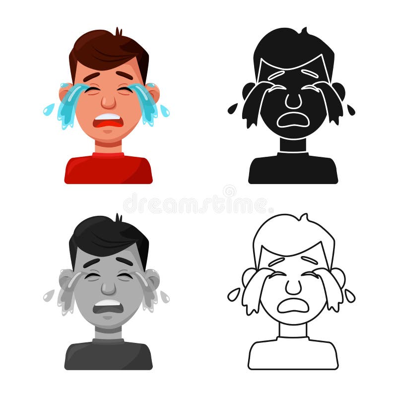 Vector Illustration of Guy and Cry Symbol. Set of Guy and Tears Stock ...