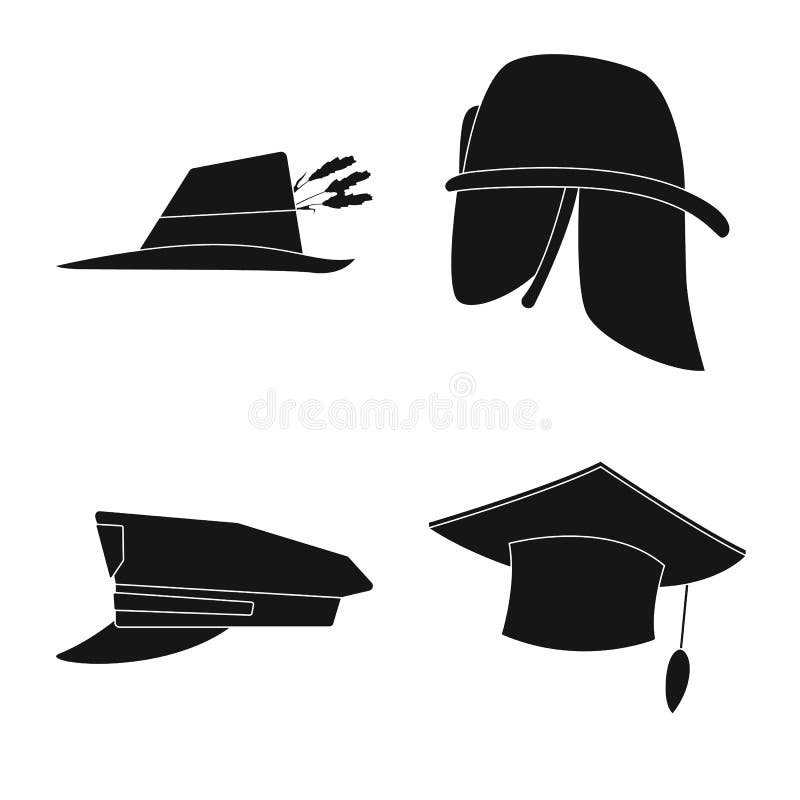 Vector Illustration of Headgear and Cap Logo. Set of Headgear and ...