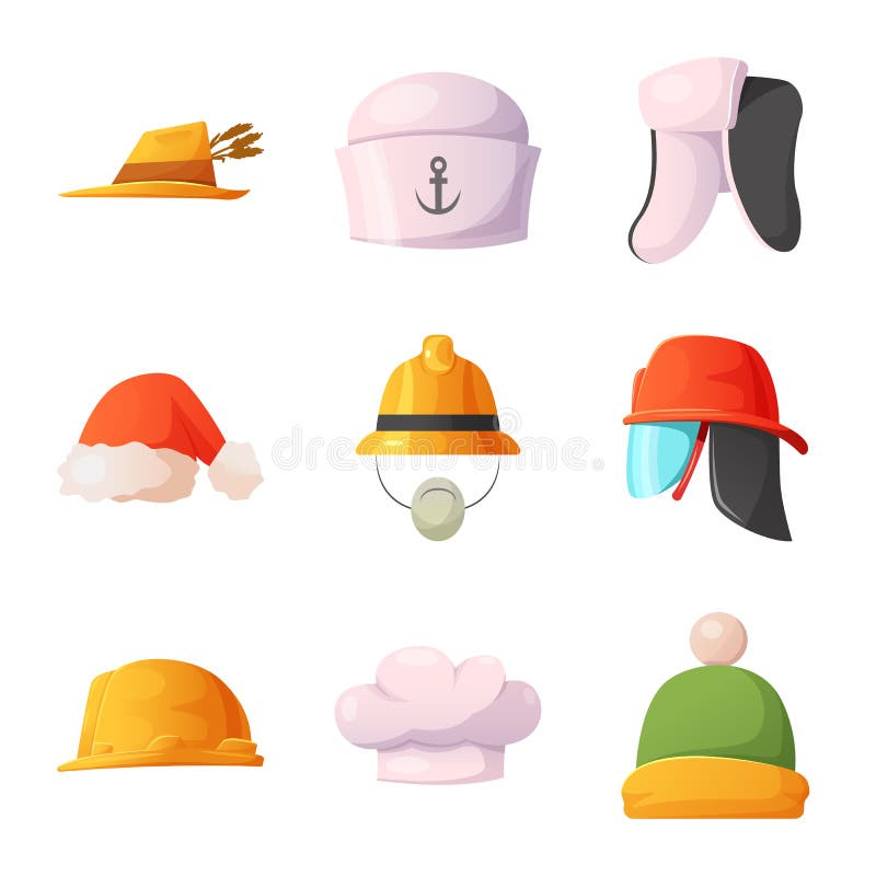 Vector Illustration of Headgear and Cap Symbol. Set of Headgear and ...