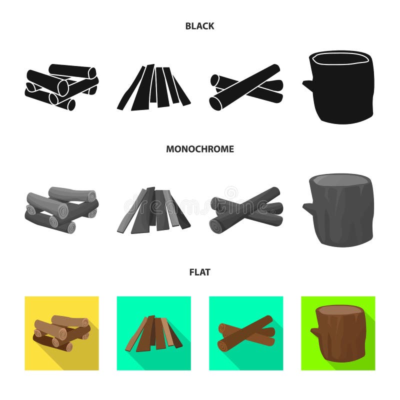 Isolated Object of Material and Logging Icon. Collection of Material ...