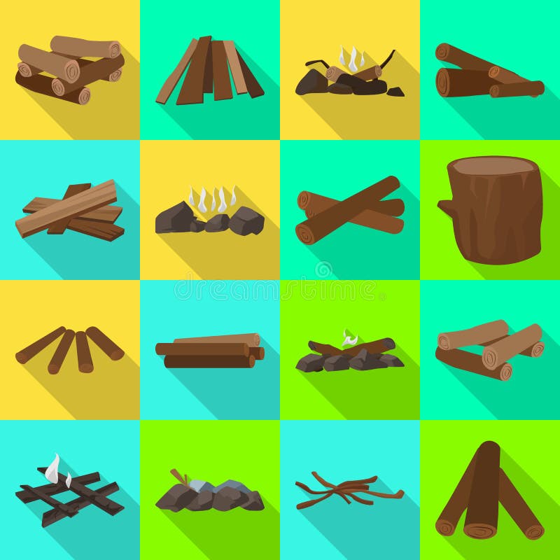 Vector Illustration Of Material And Logging Symbol Collection Of