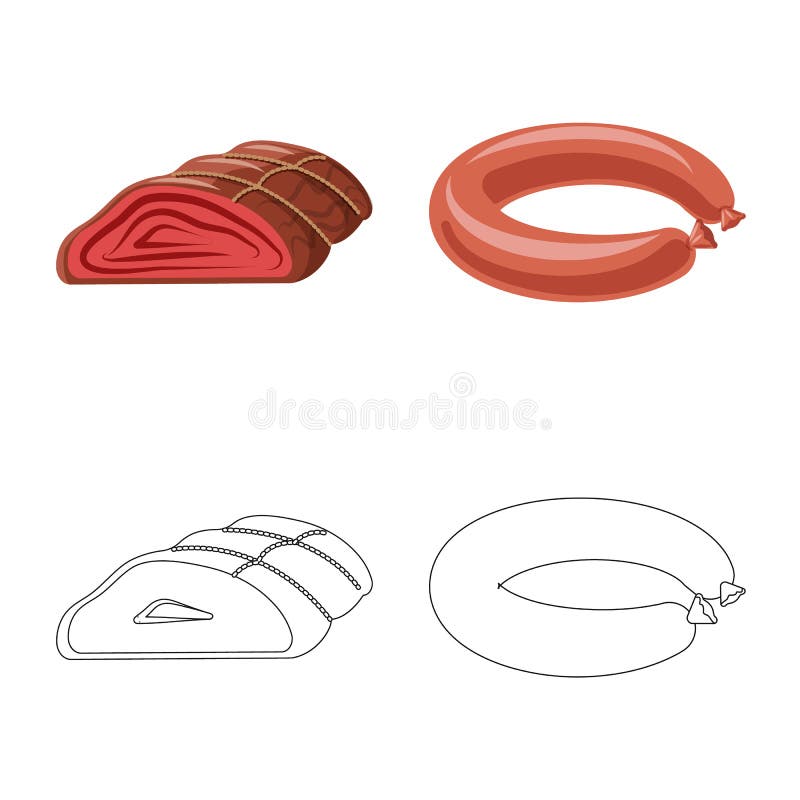 Vector Illustration of Meat and Ham Logo. Set of Meat and Cooking Stock ...