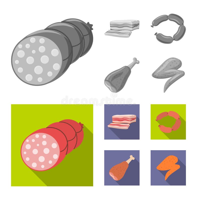 Isolated Object of Meat and Ham Symbol. Collection of Meat and Cooking ...