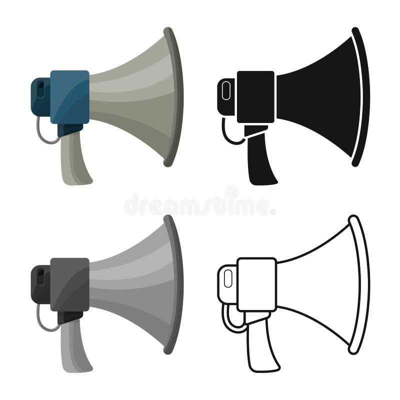 Isolated Object of Megaphone and Warning Sign. Web Element of Megaphone ...