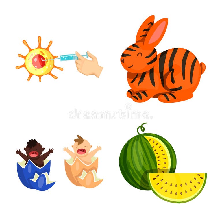 Isolated Object of Modified and Genetically Logo. Collection of ...