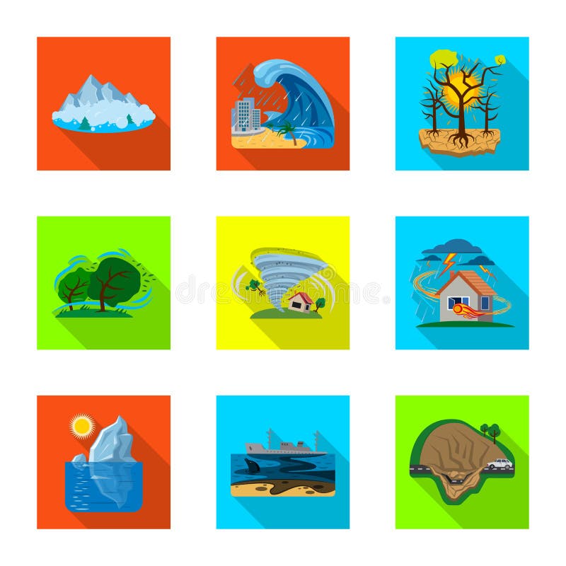 Vector Illustration of Natural and Disaster Logo. Collection of Natural ...
