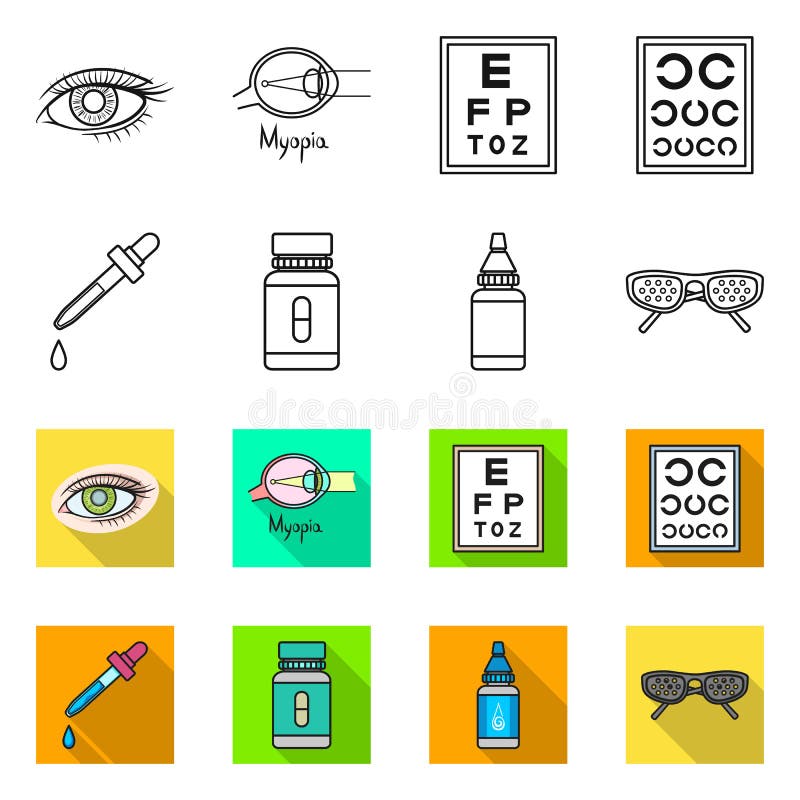 Vector Illustration of Optometry and Medicine Icon. Collection of ...