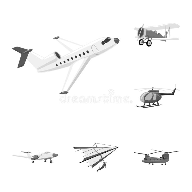 Isolated Object of Plane and Transport Icon. Set of Plane and Sky ...